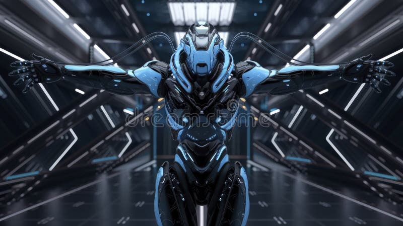 Futuristic Robot Displaying Advanced Technology in a Digital Art ...