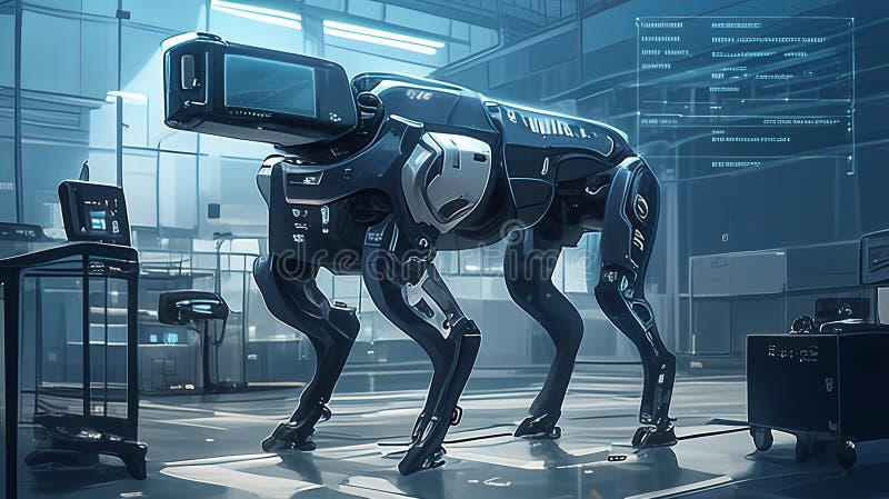 Futuristic Robot Dog Prototype in a Cutting-edge Technology Lab Stock ...