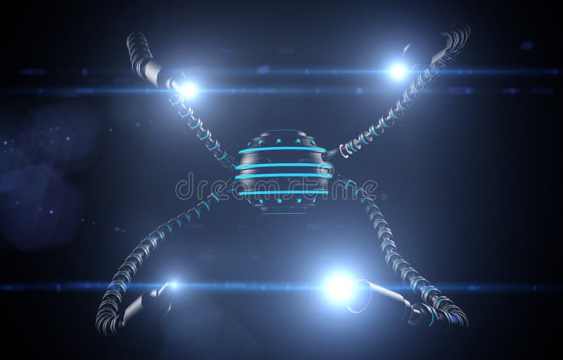 Futuristic Robot Dron with Tentacles. Stock Photo - Image of blue ...
