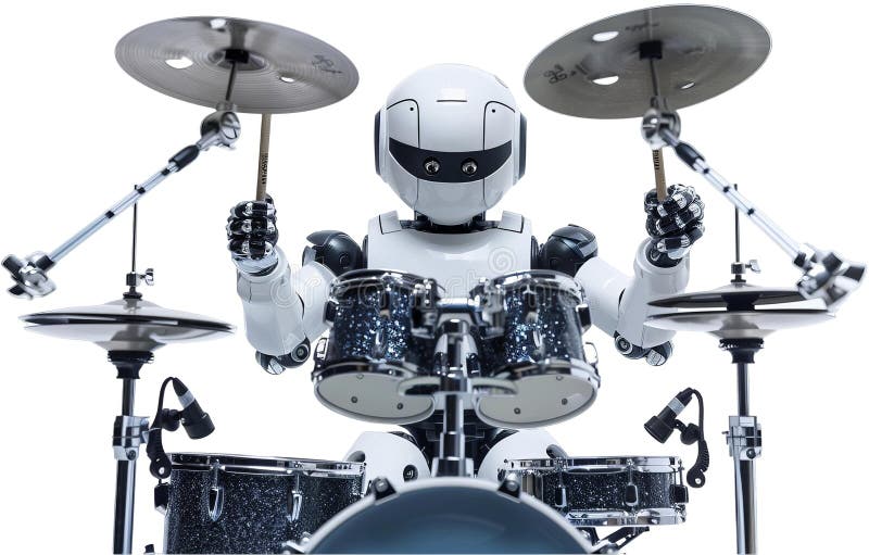 Futuristic Robot Drummer Performing with Drum Set in Studio Stock Photo ...