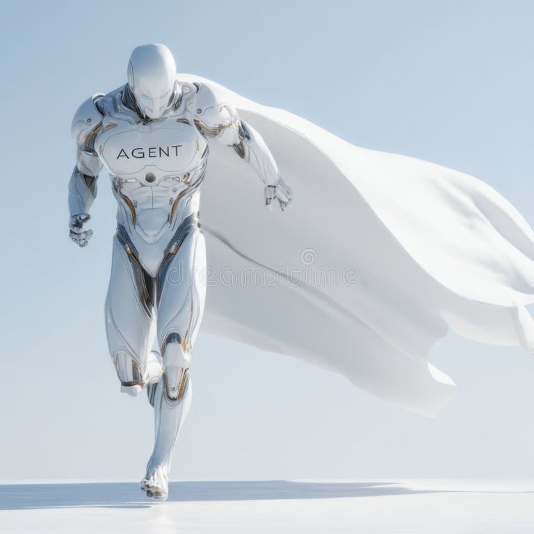 Futuristic Robot in Dynamic Pose Against a Clear Sky Showcasing ...