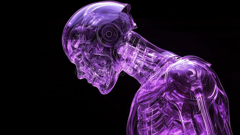 Futuristic Robot Emitting a Striking Purple Light in a High-tech ...