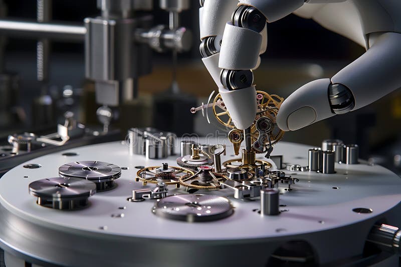 Futuristic Robot Engineer Working on Advanced Technology Stock ...