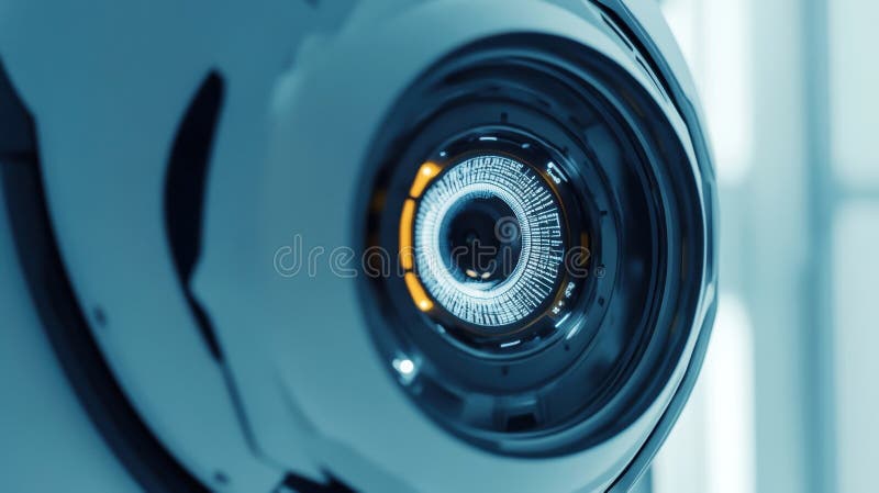 Futuristic Robot Eye Capturing Data in Manufacturing Process Stock ...