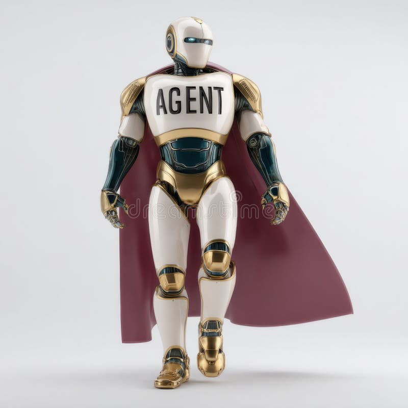 Futuristic Robot Figure with a Gold and White Design Wearing a Cape ...