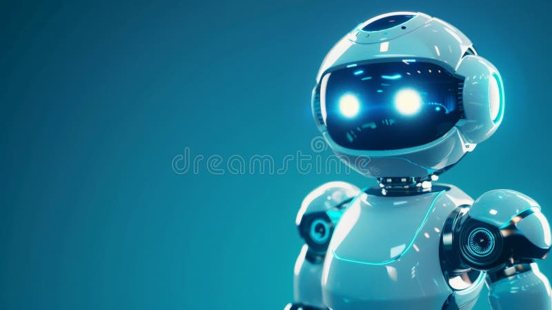 Futuristic Robot with Glowing Blue Eyes in a Tech-inspired Setting ...