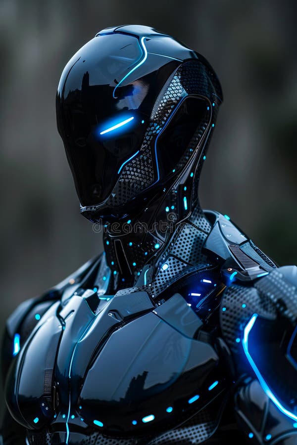 Futuristic Robot with Glowing Eyes Stock Image - Image of wear ...