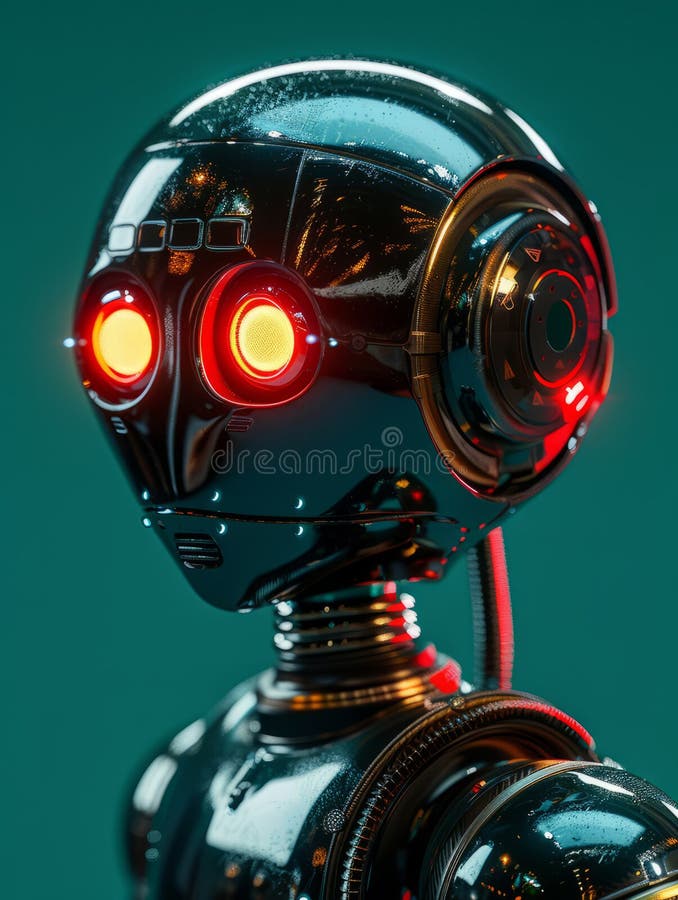 Futuristic Robot with Glowing Red Eyes and Advanced Mechanical Features ...