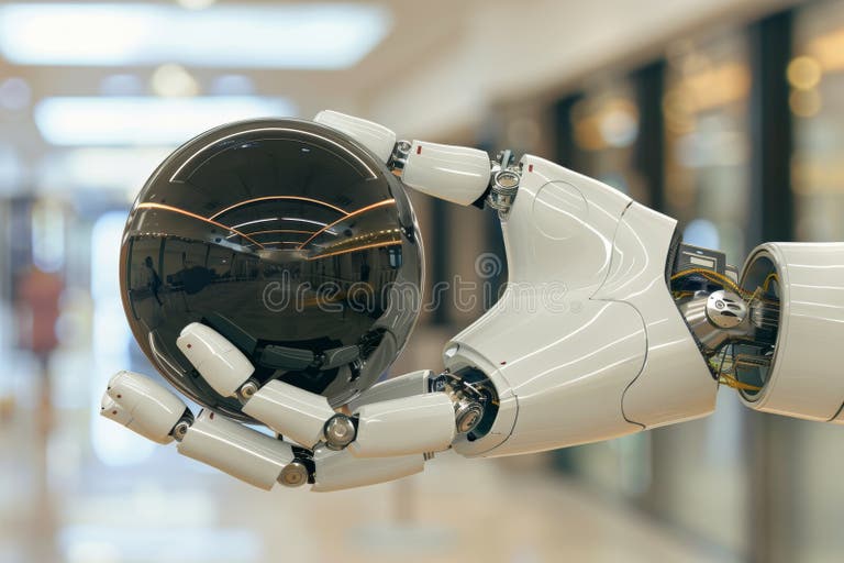 Futuristic Robot Hand Holding Ai Sphere, Technology Concept for Digital ...