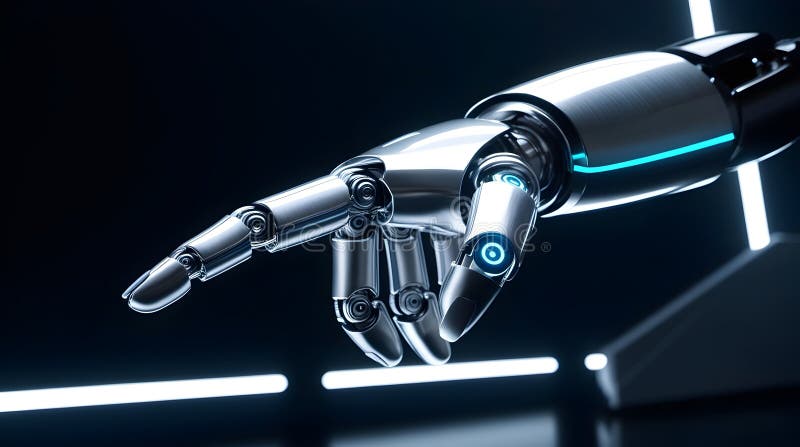 Detailed Chrome Robot Hand Gesture in Cinematic Lighting for Use in ...
