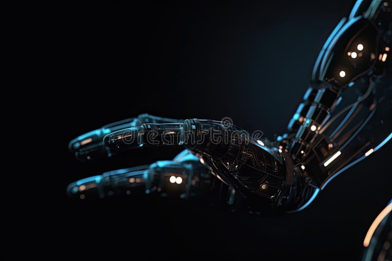 Futuristic Robot Hand Typing and Working with Laptop Keyboard ...