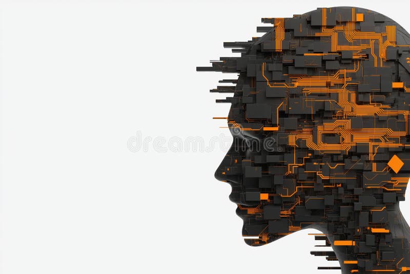 Futuristic Robot Head with Circuit Patterns Symbolizing Artificial ...