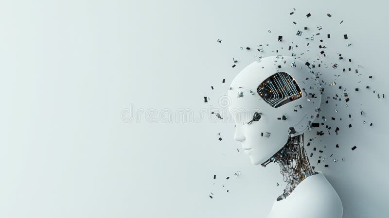 Futuristic Robot Head Concept White Isolated Background Stock ...