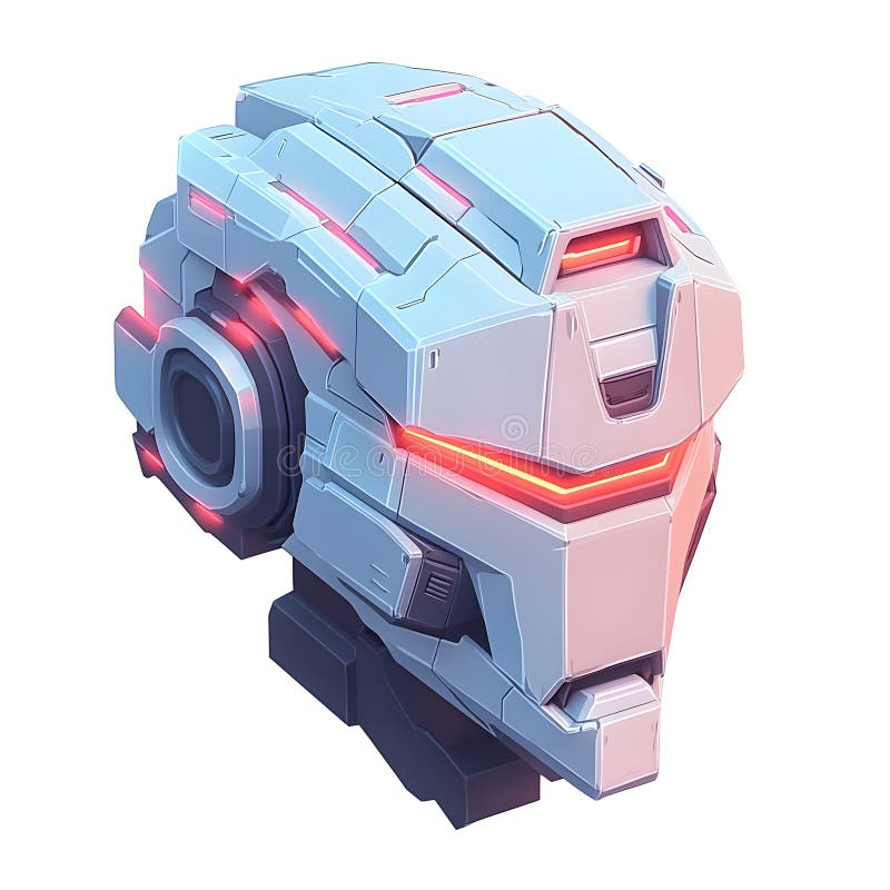 Futuristic Robot Head Design with Glowing Lights Stock Photo - Image of ...