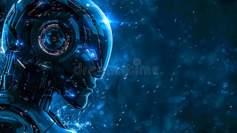 Futuristic Robot Head with Digital Interface Stock Photo - Image of ...