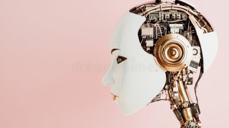 A Futuristic Robot Head Features a Sleek Design with a Prominent White ...