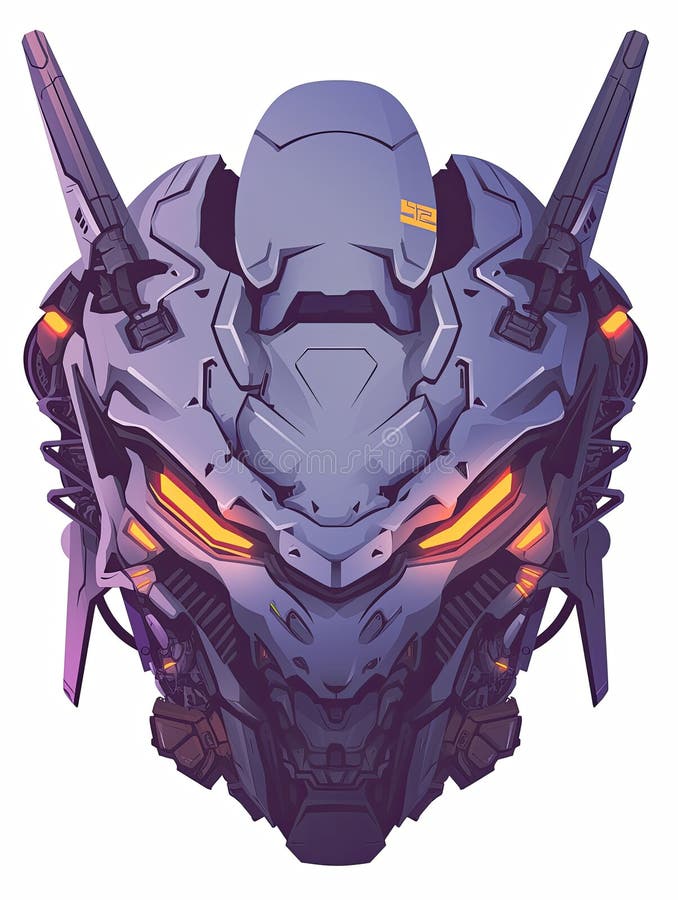 Futuristic Robot Head Illustration with Glowing Eyes and Intricate ...