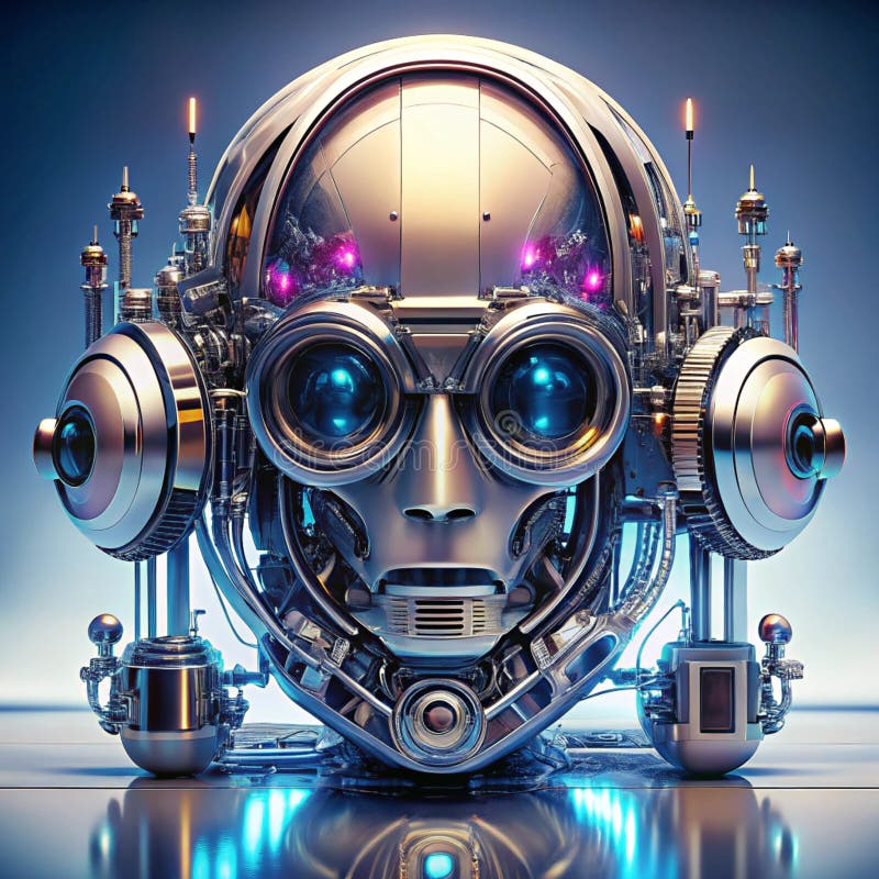 Futuristic Robot Head with Intricate Mechanical Details Stock Photo ...