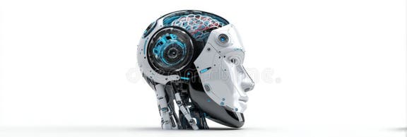 Detailed Rendering of a Futuristic Artificial Intelligence Robot Head ...