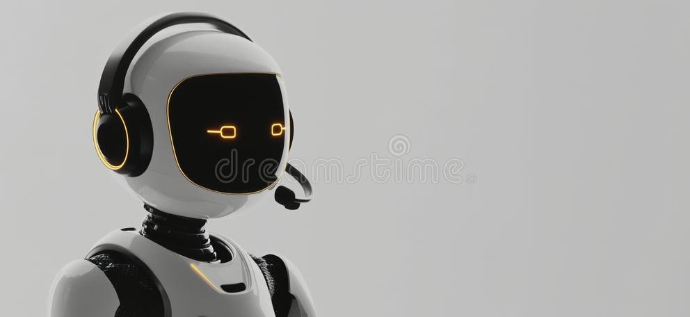 Futuristic Robot with Headset and Glowing Features, Showcasing Advanced ...