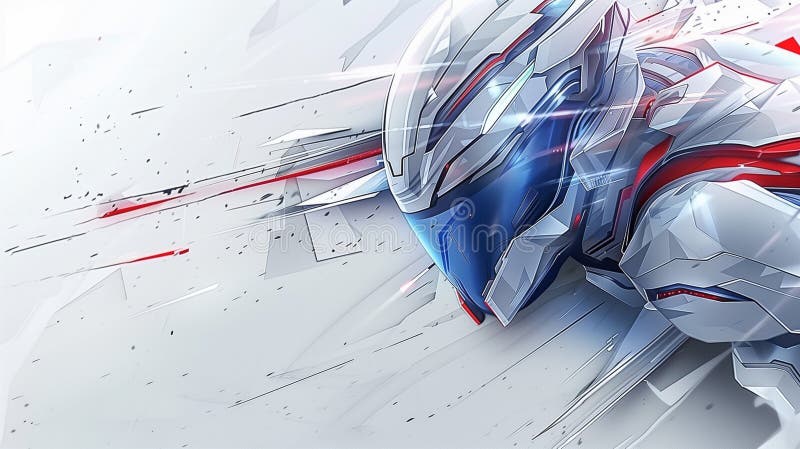 Futuristic Robot Helmet with Sleek Design and Blue Visor Stock ...