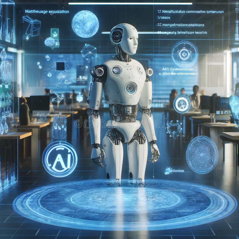 Futuristic Workspace Glowing Displays Data Visualization Robot Stock Photos - Free & Royalty ...