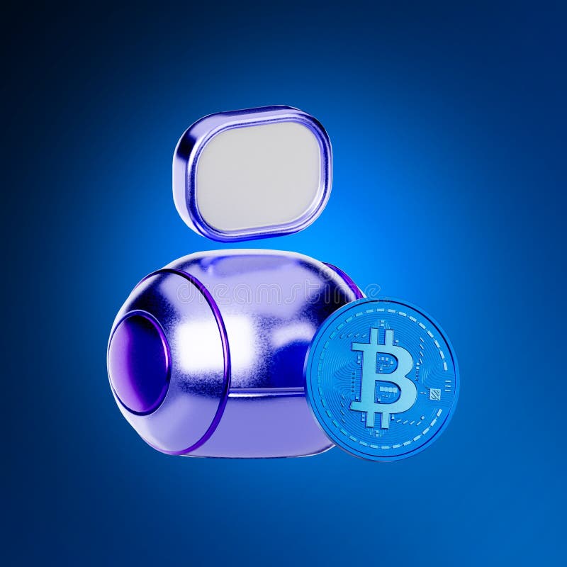 Futuristic Robot with Bitcoin Symbol Stock Illustration - Illustration ...