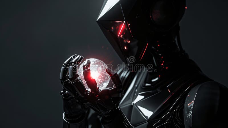 Futuristic Robot Holding Glowing Crystal Sphere Stock Photos - Free ...