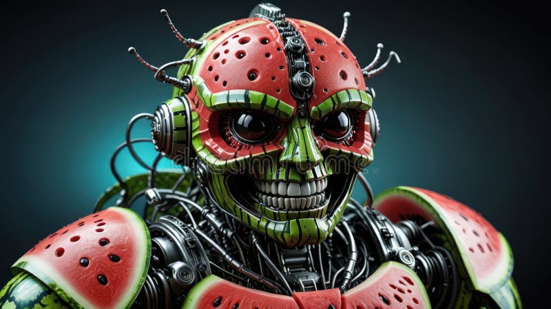 Watermelon robot flight stock vector. Illustration of summer - 201794823