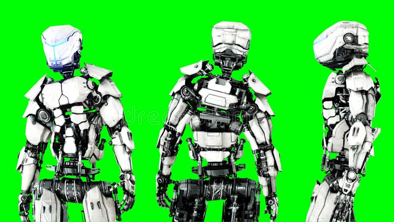 Futuristic Robot Isolate on Green Screen. Realistic 3d Render. Stock ...