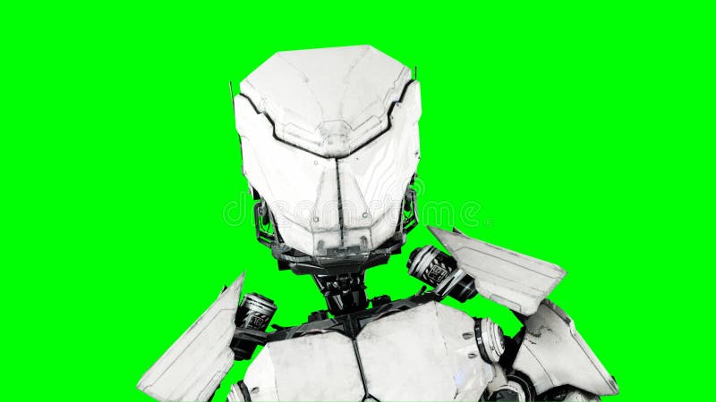 Futuristic Robot Isolate on Green Screen. Realistic 3d Render. Stock ...
