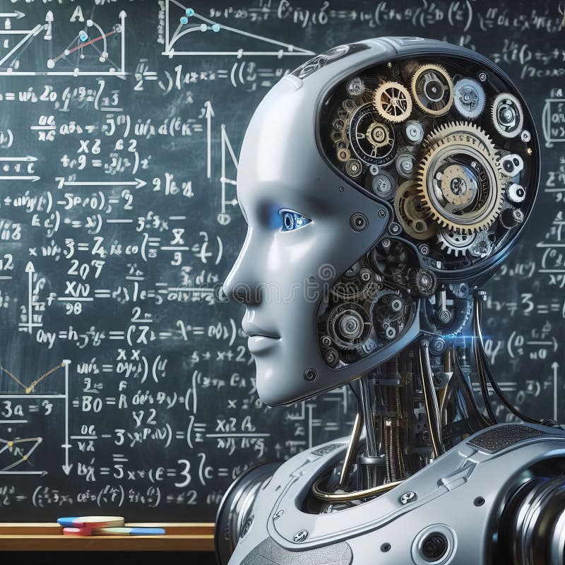 Futuristic Robot with Mechanical Brain Stock Image - Image of ...