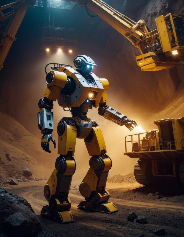 Futuristic Robot in Mining Operations Stock Photo - Image of technology ...