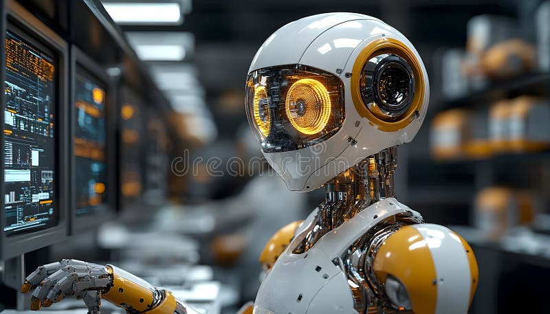AI Robot at Work stock illustration. Illustration of machine - 388609250