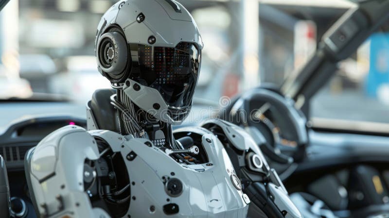 Futuristic Robot Pilot in Vehicle Cockpit Stock Image - Image of pilot ...