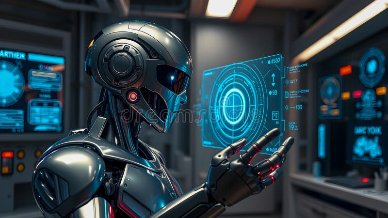 A Futuristic of a Robot Playing a Game with Advanced Technology Stock ...