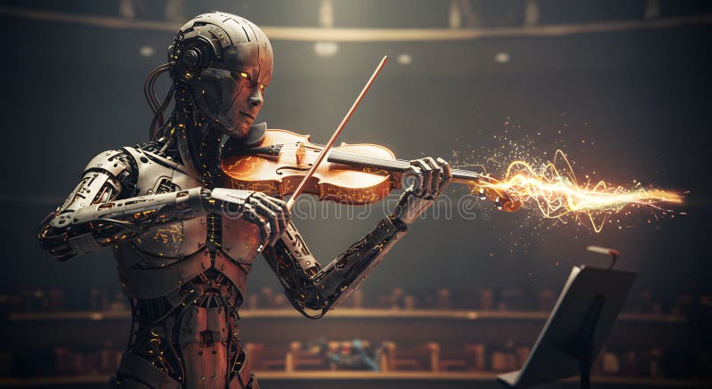 AI Musician: Robot Violinist Stock Image - Image of graceful, concert ...