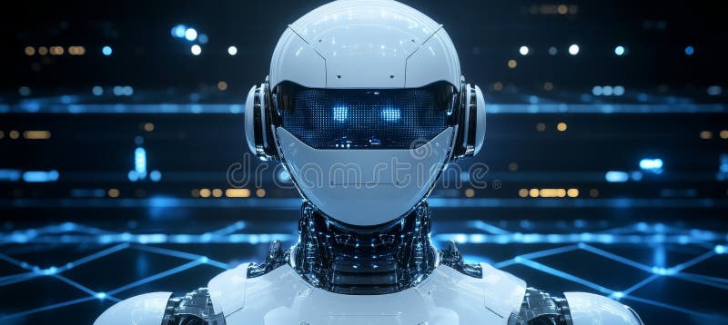 Futuristic Robot Portrait. Modern Technologies, Robotics, Artificial ...