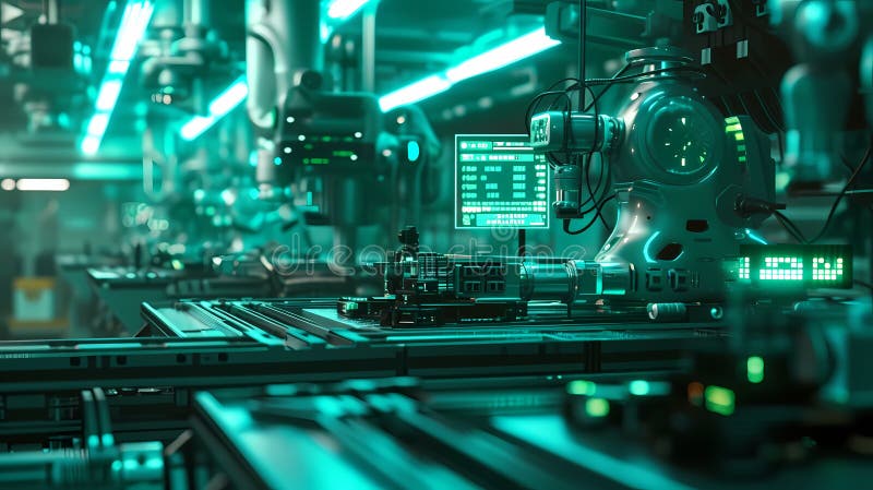 Futuristic Robot on a Production Line AI Generative Stock Image - Image ...