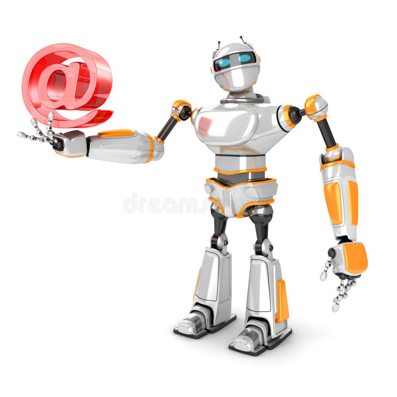 Futuristic Robot with Red at E-mail Symbol. Hi-Tech Communications ...