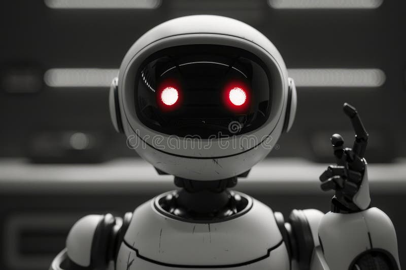 Futuristic Robot with Red Glowing Eyes in Cyberpunk Setting ...
