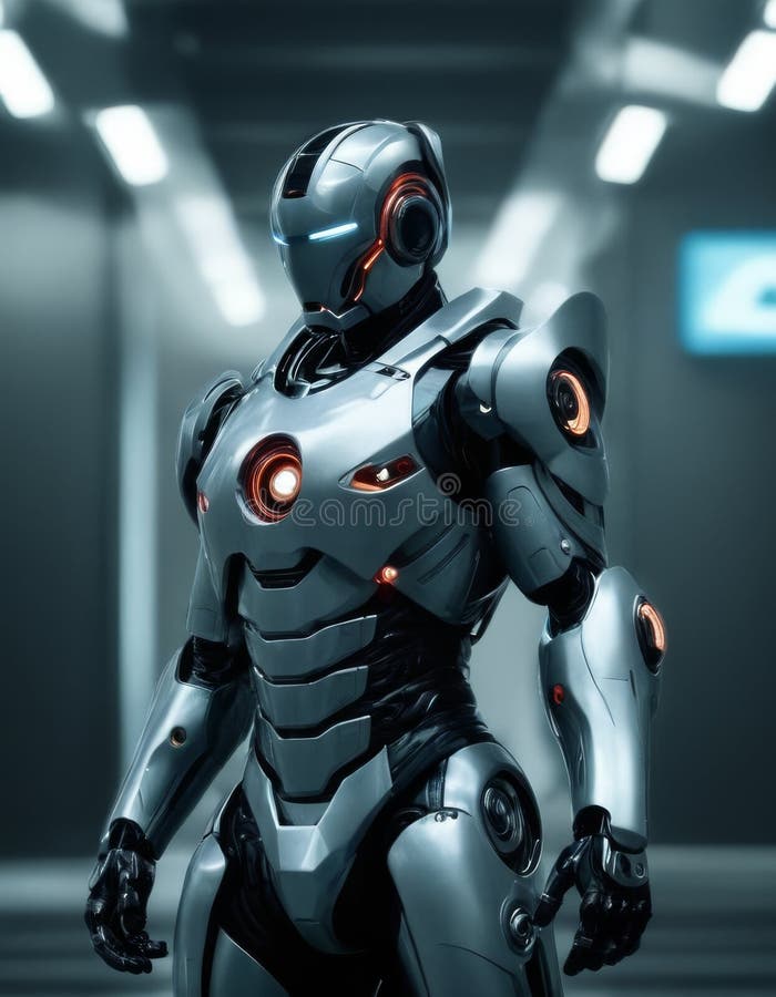 Futuristic Robot in a Sci-Fi Facility Stock Photo - Image of machine ...