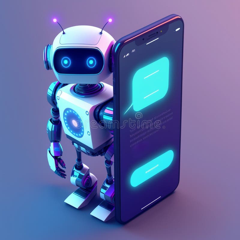 Robot with AI. Concept of Chatbot or AI Assistant. AI Generated Stock ...