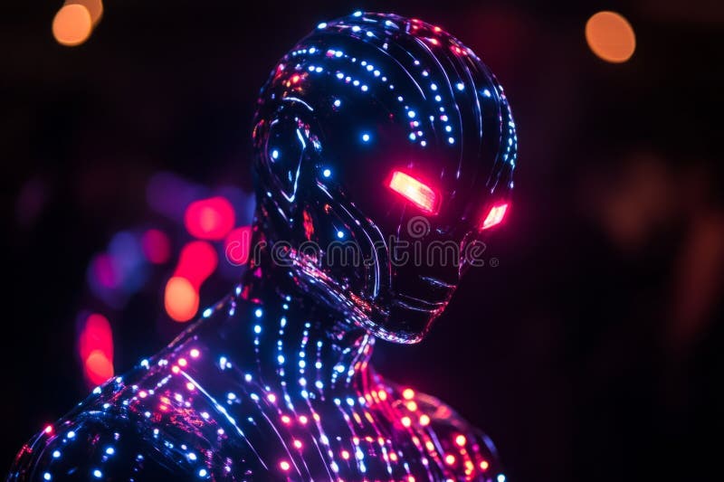 Humanoid Robot Showing Artificial Intelligence Glowing Dark Stock ...