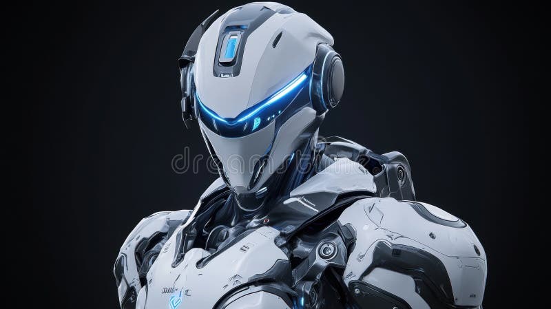 Futuristic Robot with Sleek Design and Glowing Blue Accents Stock ...