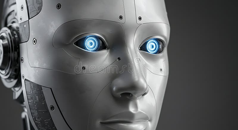 Glowing Eyes of a Futuristic Robot AI, Android, and Technological ...