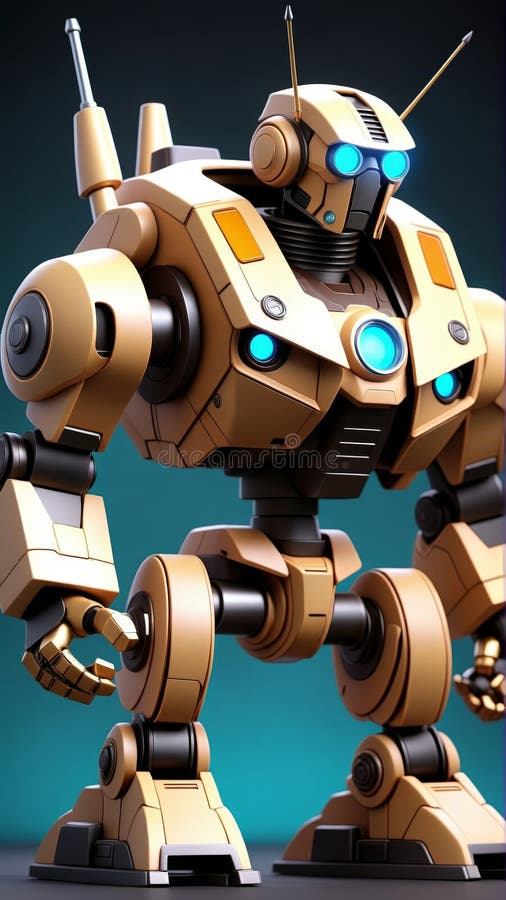 Futuristic Robot Standing Against Blue Background with Metallic ...