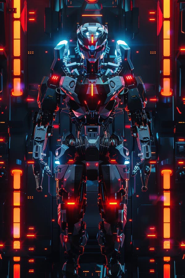 Cybernetic Warrior in a Futuristic Laboratory. Created by Generative ...