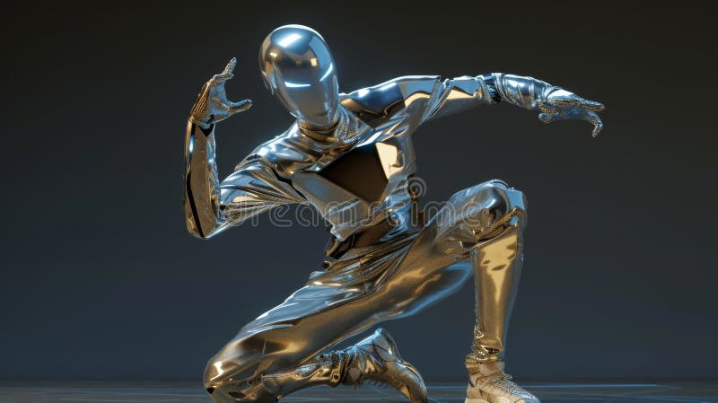 Futuristic Robot Striking a Pose with Hand Gesture Stock Photo - Image ...