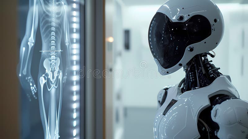 Futuristic Robot Studying Human Anatomy AI Generative Stock Image ...